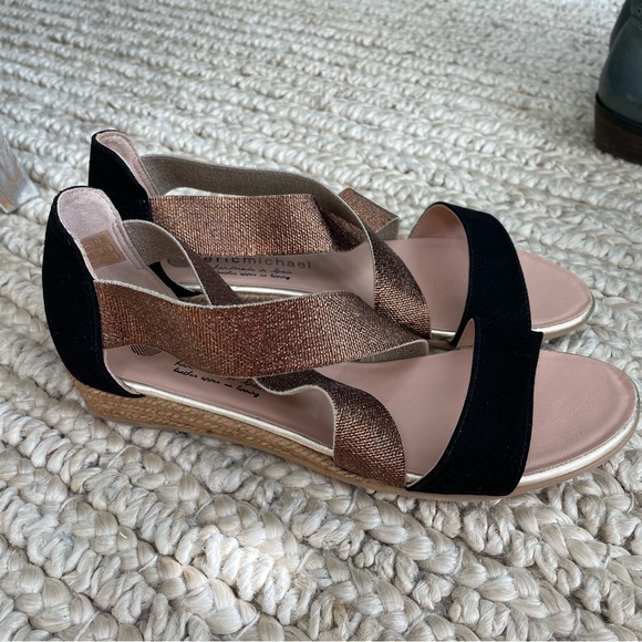 Eric Michael | Shoes | Eric Michael Sandals Cross Strap Suede Metallic ...